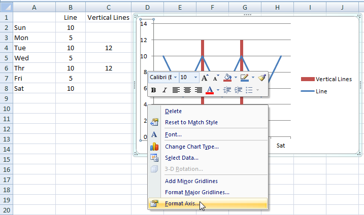 How To Create And Add Vertical Lines To An Excel Line Chart Excel 