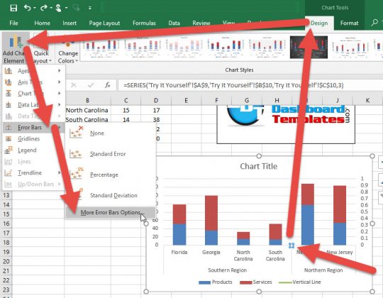 Create A Vertical Line Between Columns In Excel Using Error Bars Excel Dashboard Templates